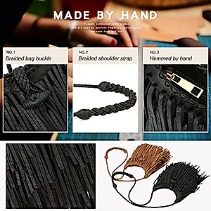 Vintage & Stylish Women Tassel Shoulder Bag PU Leather Bohemian Fringed Crossbody Shoulder Hobo Fringe bag (Black)