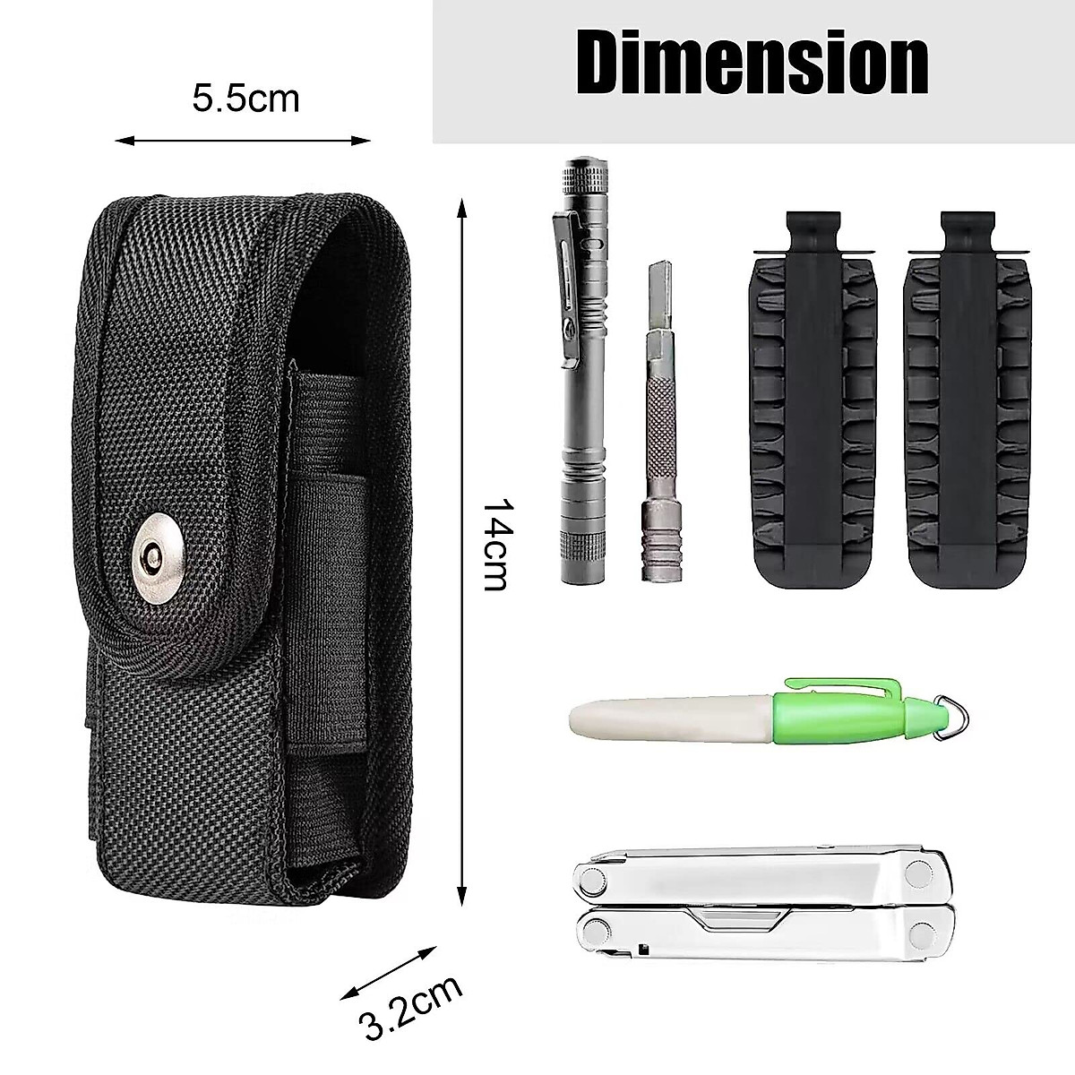 Multitool Sheath Compatible with Leatherman Wave,Tactical Knife Sheath Holster,EDC Belt Organizer,Belt Sheath for Multitool and Flashlight,EDC Belt Pouch Multitool Pouch for Men
