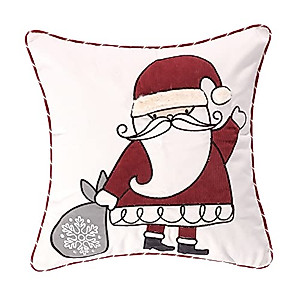 Levtex Home Merry & Bright Collection - Santa Claus Lane - Decorative Pillow (18X18in.) - Santa - Red, White, Black and Grey