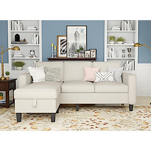 Woyomeub Sectional Sofa 78" Couch Couches for Living Room with Storage Ottoman Beige Modern L Shaped 3 Seater Sofas for Small Space Dorm APT