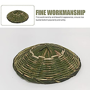 Zerodeko Wok Sticky Rice Cooking Steamer Basket Wicker Lid Traditional Replacement Steamer Basket Lid Wicker Woven Lid Rice Base for Bottom Containers