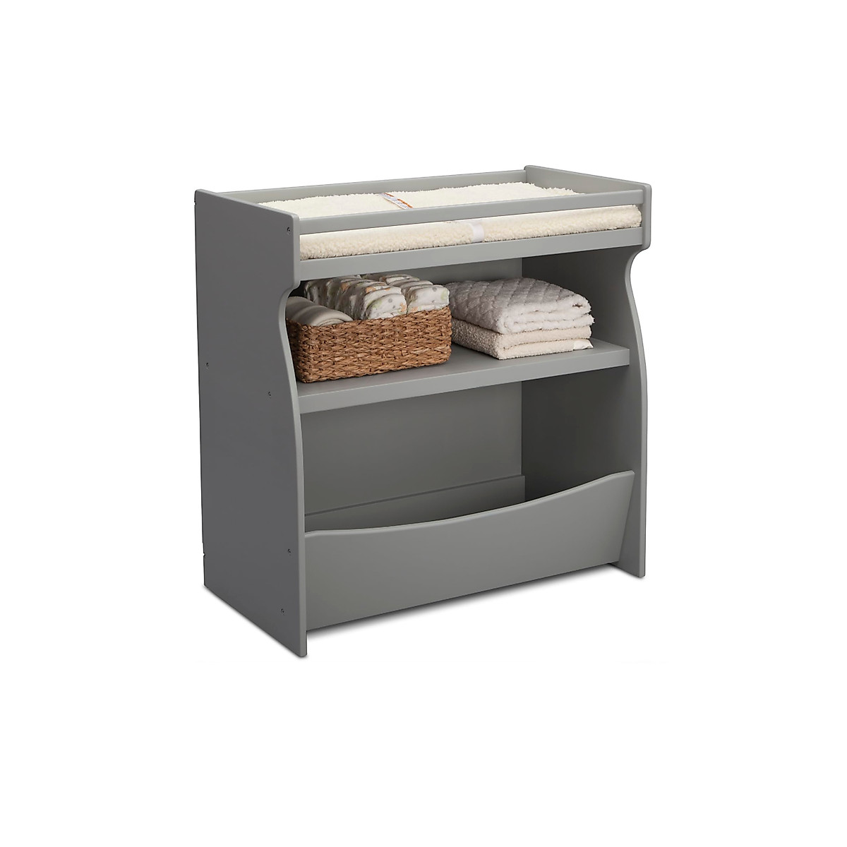 Delta Children 2-in-1 Changing Table and Storage Unit with Changing Pad, Grey