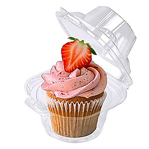 NPLUX 100 Pack Individual Cupcake Containers Plastic Cupcake Boxes Cupcake Holders Stackable Deep Dome Cupcake Carrier