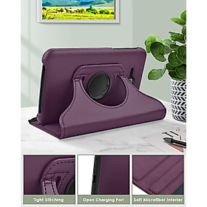 DETUOSI Rotating Case for Samsung Galaxy Tab 3 Lite 7.0" 2014 (SM-T110/ T113), 360° Swivel Multi-Angle Stand Folio Lightweight Leather Book Cover + Protective Hard Back Shell + Elastic Strap Closure
