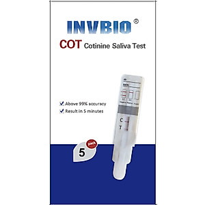 5 Ct-INVBIO Cotinine Saliva Test Kit at Home, Single Panel Oral COT Test, Cut-Off Level at 50 ng/mL, Highly Sensitive and Accurate