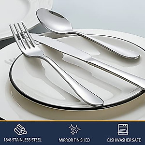 Hiware 16-Piece Dinner Forks Set, Stainless Steel Forks for Home, Kitchen and Restaurant, Mirror Polished, Dishwasher Safe - 8 Inch