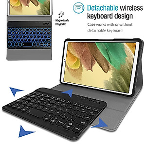 REAL-EAGLE Galaxy Tab A7 Lite 8.7 2021 Backlit Keyboard Case (SM-T220/T225), 7 Color Backlights Detachable Wireless Keyboard Protective Case Cover for Samsung Galaxy Tab A7 Lite 8.7 Inch, Black