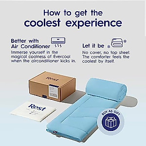 REST Evercool™ Cooling Comforter, Cooling Blanket for Hot Sleepers, Night Sweats, Menopause Hot Flash. Buttery Soft, Nontoxic, Hypoallergenic, Machine Washable, All Season Duvet, Blue Queen 90"x90"