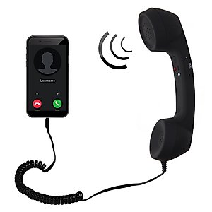 LAHELA Retro Phone Handset/Handset for Mobile/Radiation-Proof Handset Receivers/Retro Phone Receiver/Phone Receiver for Cell Phone (Black)