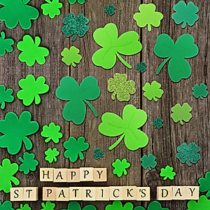 428 Pieces St. Patrick's Day Craft Shamrock Foam Stickers Supplies Glitter Shamrocks Stickers Self Adhesive Foam Clover Stickers for DIY Kids Toddlers Adults Party Favors