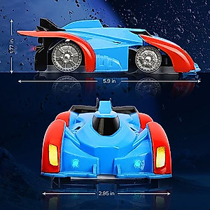 TOY Life Super Hero Man RC Car - Wall Climbing Remote Control Car for Boys 4-7 - 360° Rotating Stunt RC Car - Car Toys for 4-7 Year Old Boy, Superhero Kids Toys (Blue-red)