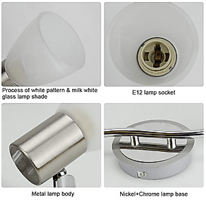 DLLT Industrial Track Lighting, Directional Spot Wall Light with Glass Shade, 2-Light Adjustable Flush Mount Tracking Light for Kitchen, Office, Bedroom, Picture Wall, Hallway, E12 Base