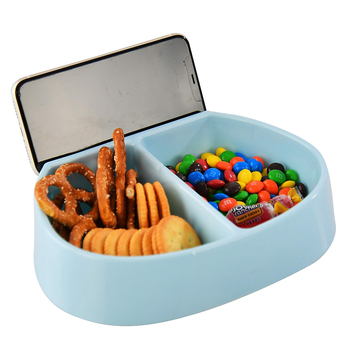 Home-X Ladybug Decorative Snack Dish and Phone Stand, Handy Candy Dish and Fruit Bowl, Perfect Snack Organizer Tray for Kids, Pistachio Sunflower Bowl with Shell Storage, Reusable Plastic Bowl, Blue