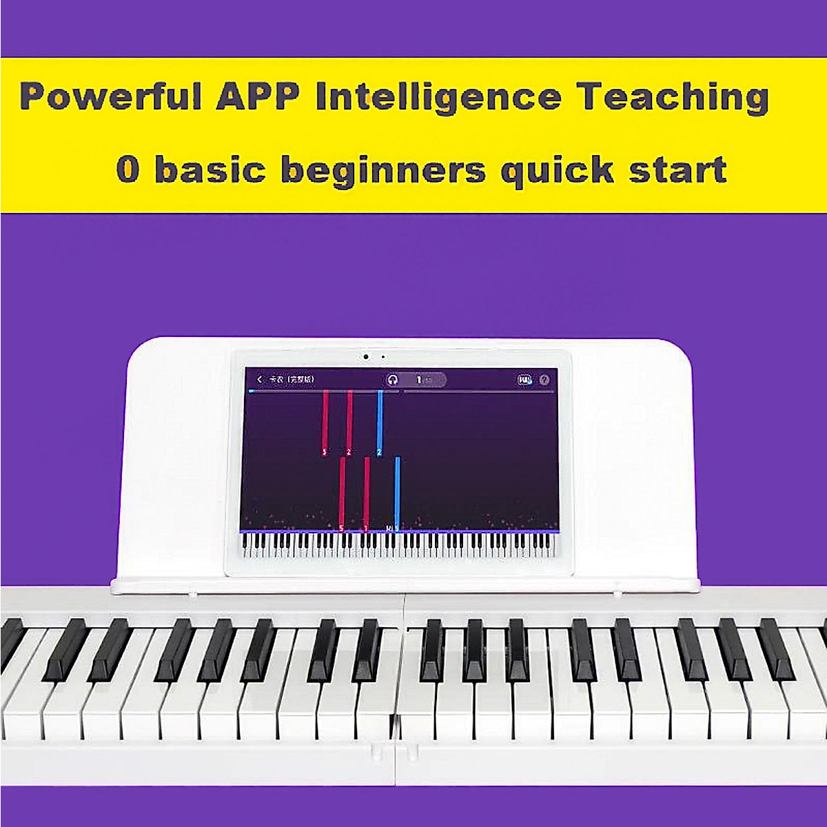 MAGICON 88 Key Foldable Electronic solid Piano can be folded in 180°,more portable. True and Pure Grand Piano Sound Source by France DREAM, Foot Pedal/Power adapter/Delicate Handbag (White)