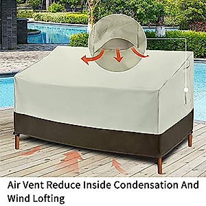 LBW Patio Bench Cover Waterproof, Outdoor Furniture Cover Loveseat Cover, Heavy Duty 420D Garden Deep Seated Patio Sofa Couch Cover with Air Vent and Attachment Strap, 57.68" L x 32.68" D x 30.9" H