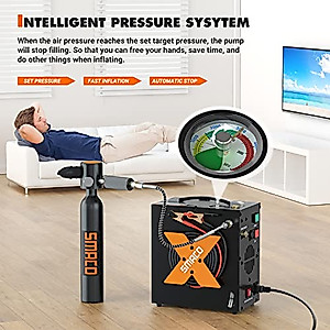 SMACO PCP Air Compressor 4500Psi/30Mpa High Pressure Air Compressor Paintball Scuba Tank Compressor HPA Pump Fill Station Auto-Stop,Oil-Free Powered by 12V DC or 110V AC with Water/Oil Separator