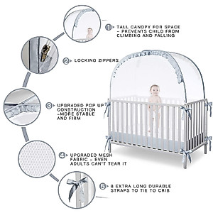 L RUNNZER Baby Crib Tent, Pop up Nursery Net to Keep Baby from Climbing Out, Protect Your Baby from Falls and Bite