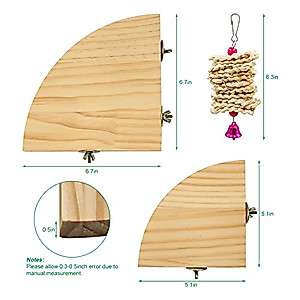 2 Pack Bird Perch Platform, Parrot Stand Sector Playground Wood Perch Stand Toy Cage Accessories Exercise Toy for Parakeet Conure Cockatiel Budgie Gerbil Rat Mouse Chinchilla Hamster