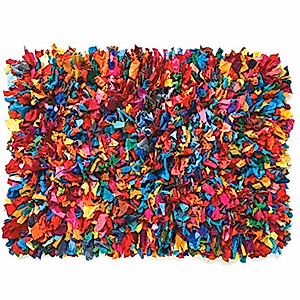 HF by LT Colorful Cotton Fiesta Shag Rug, 24 x 36 inches, Multi-Colored