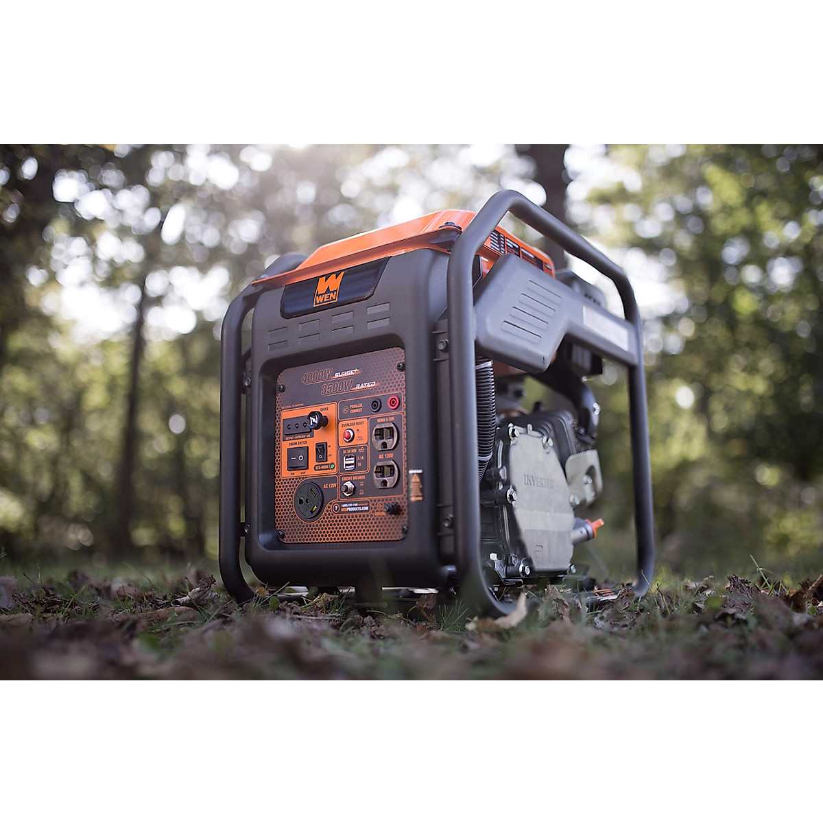 WEN GN400i RV-Ready 4000-Watt Open Frame Inverter Generator, CARB Compliant, Black/orange & GNA50i 50-Amp 6000-Watt Parallel Connection Kit for Inverter Generators, Black