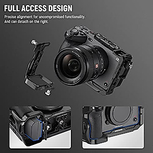 NEEWER FX3/FX30 Camera Cage with HDMI Cable Clamp, NATO Rail, 3/8" ARRI Locating Holes, 1/4" Threads Compatible with Sony FX3 FX30/Original XLR Handle, Compatible with DJI RS2 RS3 Gimbal, CA011