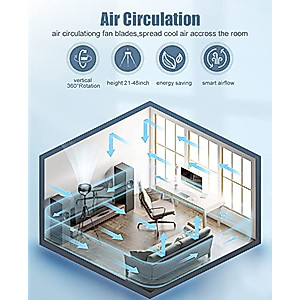 10000 mAh Pedestal Fan with 8.5'' Frame, 4 Speeds Air Circulator Fan, Portable Desk Fan with Adjustable Height, Max 38 H, Rechargeable Standing Fan, Included A Hook, Quiet for Home, Office, Outdoor