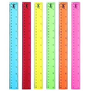 Mr. Pen- Rulers, Rulers 12 Inch, 6 Pack, Assorted Colors, Kids Ruler for School, Rulers for Kids, Ruler with Centimeters and Inches, Plastic Rulers, Kids Ruler, School Ruler, Standard Ruler, Clear