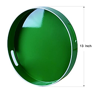 Zosenley Decorative Tray, Plastic Tray with Handles, Modern Vanity Tray and Serving Tray for Ottoman, Coffee Table, Kitchen and Bathroom, Size 13" (Emerald)