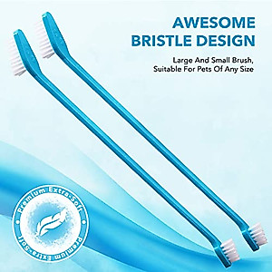 BOSHEL 3 Pc Dog Toothbrush - 2 Dog Tooth Brush + Dog Finger Toothbrush, Dual Headed Toothbrush For Dogs, Dog & Cat Toothbrush For Small & Large Breeds, Dog Tooth Brushing Kit, Puppy Toothbrush For Pet