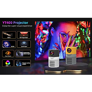 VR robot Portable Projector, Mini Projector 1080P FHD 100" Screen Supported,Movie Projector, Compatible with iOS/Android/PC/Xbox/PS5