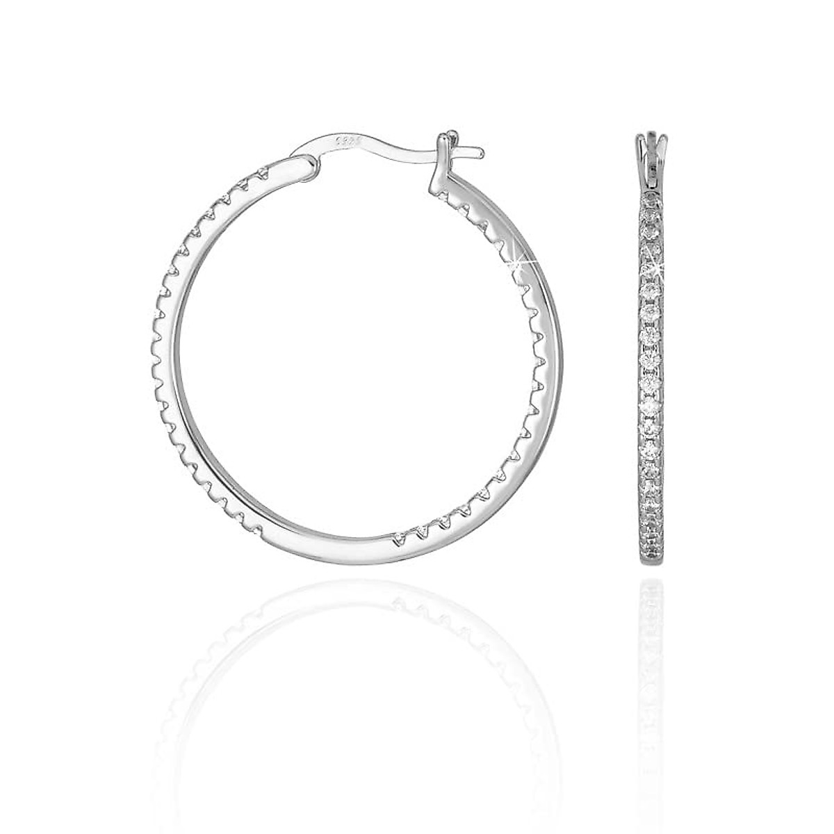 LUXSTRA CZ Gold Hoop Earrings,Solid 925 Sterling Silver Post,Cubic Zirconia Pave Hoop Earrings,18K Yellow, Rose, White Gold Filled Hoop Earrings,15, 20, 30mm, Gold Hoops Christmas, Cubic Zirconia