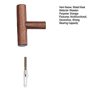 Grebest Wall Hook Hat Scarf Handbag Wood Hanging Hook Decorative Smooth Edge Brown