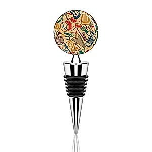 Retro Musical Instrument Wine Bottle Stoppers Reusable Plug Wine Saver Corks for Beverage Holiday Party Kitchen Decorative