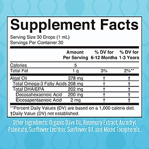 MaryRuth's Infant and Toddler Omega-3 Liquid Drops by | 200mg DHA and 2mg EPA Per Serving | Overall Wellness and Healthy Development | Unflavored | 1 Fl Oz