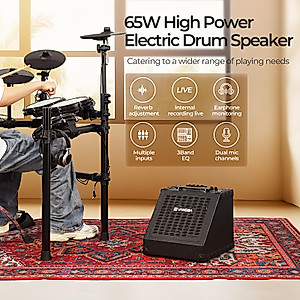 Vangoa Electric Drum Amp 65W Professional Wireless Electronic Drum Amplifier Speaker 3-Band EQ USB E Drum Personal Monitor Keyboard Speaker, Black