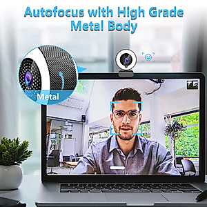Streaming Webcam with Microphone & Ring Light 2K HD Web Cam with Cover,Stand for PC/MAC/Laptop/Desktop, Wide Angle Web Cameras for YouTube,Skype,Zoom,Xbox One,Video Calling,Studying and PS4