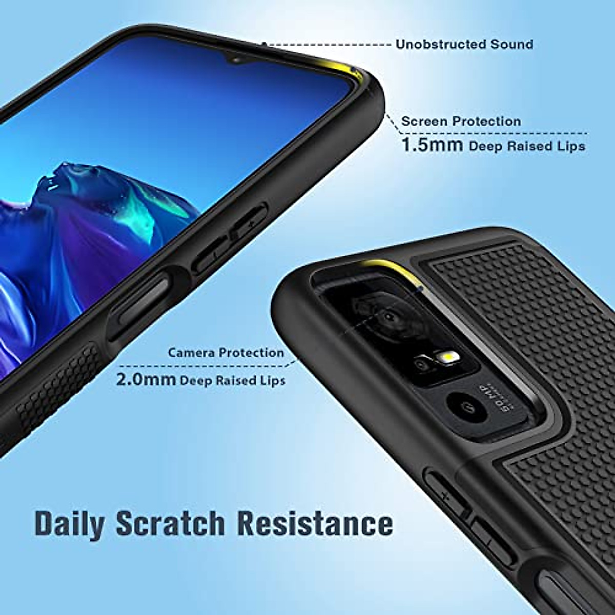 FNTCASE for TCL 40-XE 5G Case: Dual Layer Matte Textured Phone Case Shockproof Military Grade Protective | Shock & Drop Proof Heavy Duty Protection Rugged Mobile Cell Phone Case Cover - Black