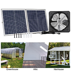 ECO-WORTHY 25W Solar Powered Attic Ventilator Gable Roof Vent Fan with 30W Foldable Panel - Fans for Home Attic, Greenhouse, RV or Outdoor, Ready-to-Use Fan,