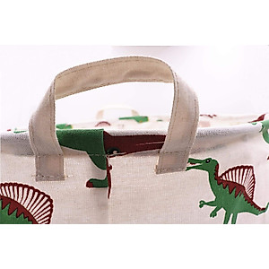 Dinosaur Laundry Basket Extra Large 19.7 x 15.7 Inch, ZUEXT 63L Canvas Fabric Collapsible Clothes Bin,Waterproof Laundry Hamper, Nursery Toy Bins, Kids Boys Girls Storage Baskets for Bedroom