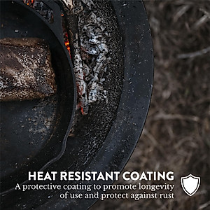 Gas One 22 in Outdoor– Wood Burning Fire Pit with Mesh Lid and Fire Picker – Durable Alloy Steel Fire Pits for Outside – Small Fire Pit for Backyard, Porch, Deck, Camping, BBQ