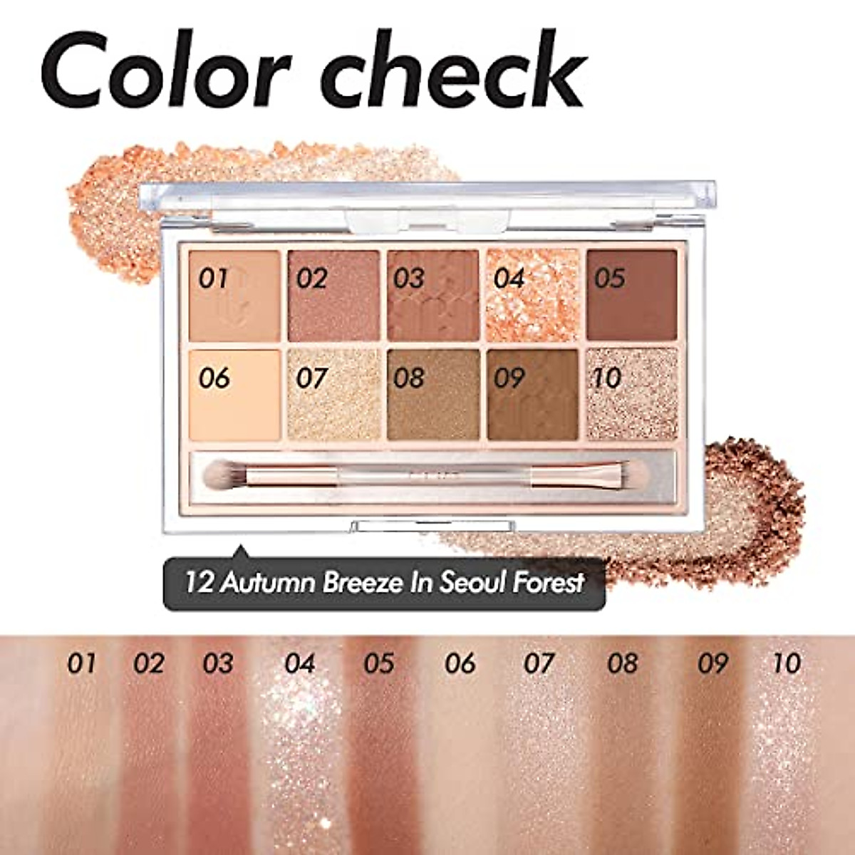 CLIO Pro Eye Shadow Palette, Matte, Shimmer, Glitter, Pearls, Highly Pigments, Long-Wearing (012 AUTUMN BREEZE IN SEOUL FOREST)