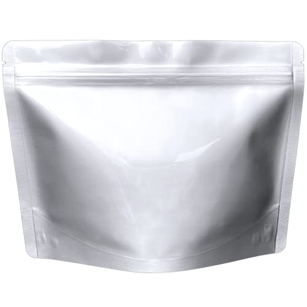 50 Pack 7.5 Mil Stand Up Bags - Resealable Smell Proof Bag withstand Hot Water for Meal Ready to Eat, Camping, Hiking - Foil Sealable Zipper Pouch for Food Storage (8.5x6.5 Inches, Glossy Silver)