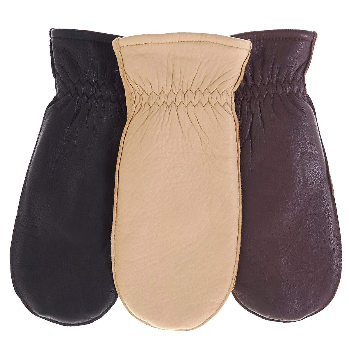 Pratt and Hart Snowfall Women’s Deerskin Leather Mittens with Finger Liners Size M Black