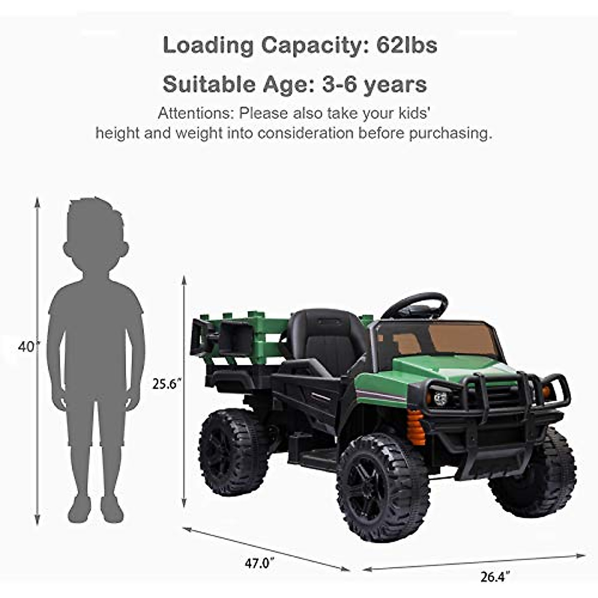 SEGMART 12V Electric Cars for Kids, Official Licensed Toyota Tacoma Ride on Car, Remote Control Truck Kids Car for Boys & Girls, Battery Powered Kids' Electric Vehicles with MP3/FM, LED Lights (dark green)