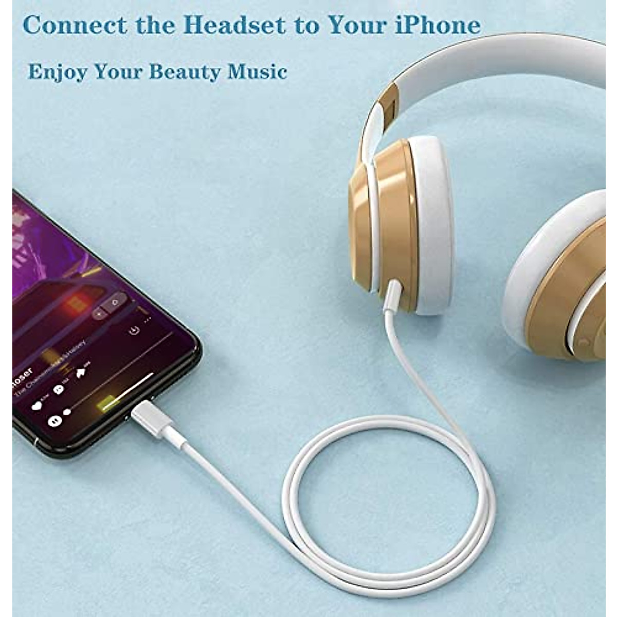 Wahbite Lightning to 3.5mm Audio Cable Compatible with iPhone 13/12/11/XR/XS/X/8/7/6 Plus/SE 2, iPad