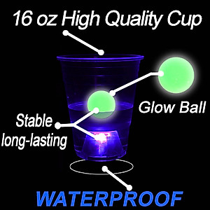 HIOHWEFH Glowing Beer Pong Table Mat for Drinking Game Light Up Plastic Cups and Pongs Beer Pong Set for Party Game Indoor Outdoor Pong Game, Party Supplies Decor 71 * 23inch