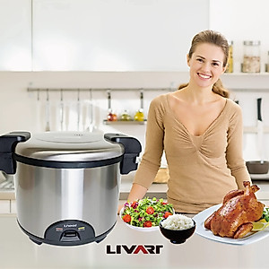 Commercial Rice Cooker, Warmer, 60 Cup Cooked / 30 Cup Uncooked, LIVART [L-60] [DURABLE & SPACIOUS] Strongly Built and Quality Bulk Rice Cooking for Restaurants/Catering/Hotels - Stainless Steel