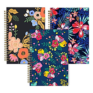XYark Dot Grid Notebook Spiral, Flower A5 Dotted Bullet Grid Journals Bulk, 100GSM Thick Paper Travel Journal Set, Hard Cover, Wirebound Diary Planner, 75 Sheets per Book, 5.7x8.3 inch, 3 Pack