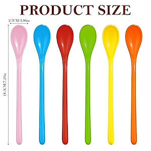 Giantree 6 PCS Long Handle Spoons, Long Handle Mixing Spoon, 7.28 Inches Colorful Teaspoons, Coffee Spoons Tall Iced Tea Ice Cream Sundae Cocktail Hot Chocolat Stirring Longdrink Spoons