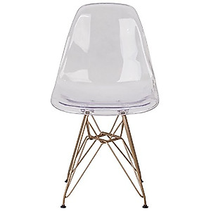 Flash Furniture Elon Series Ghost Chair with Gold Metal Base
